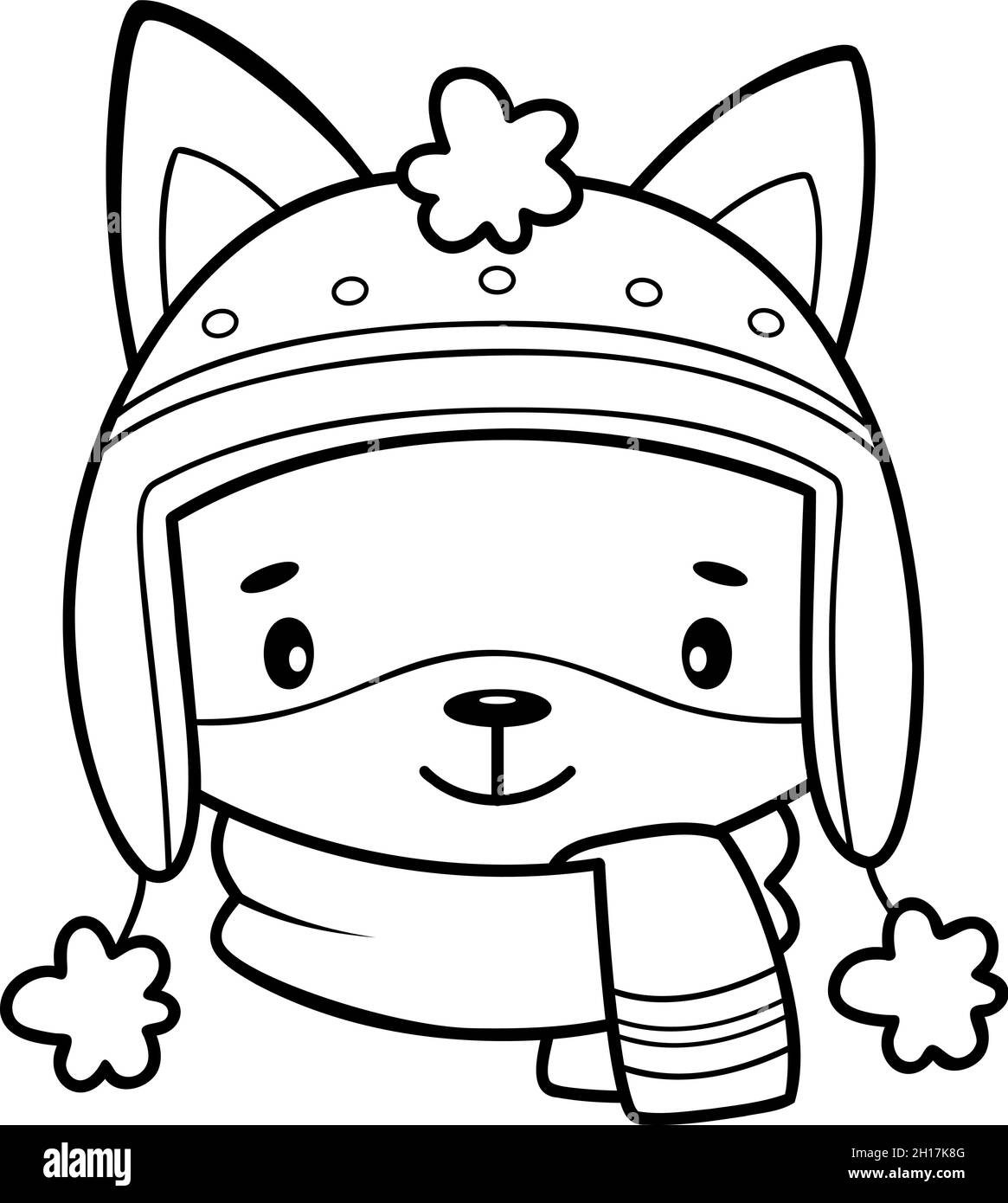 Christmas coloring book or page. Christmas animal black and white ...