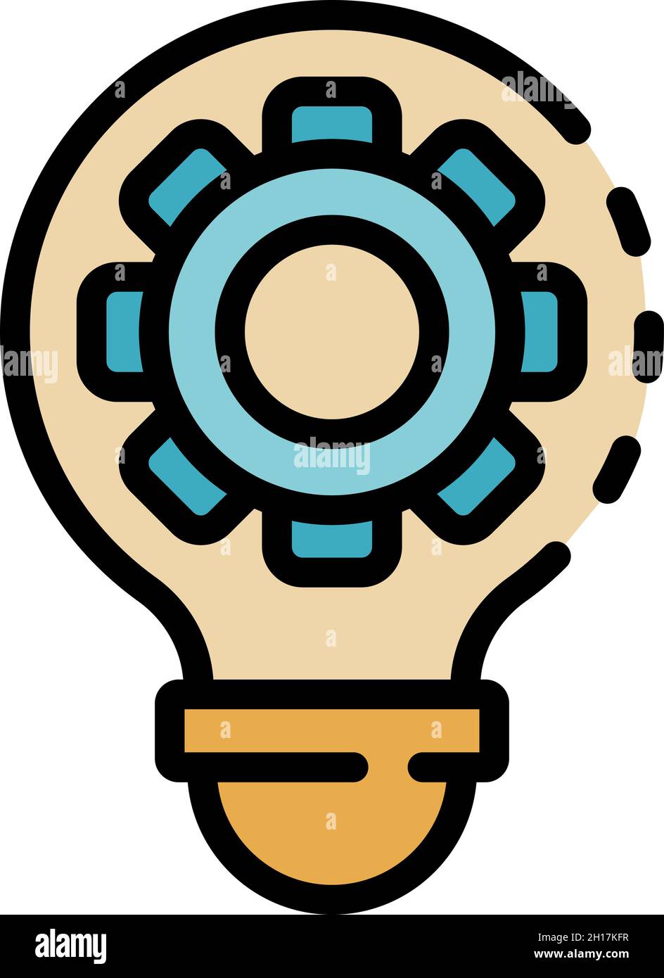 Bulb gear wheel icon. Outline bulb gear wheel vector icon color flat ...