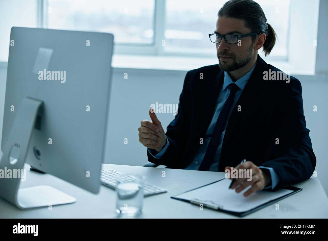 male manager in the office gestures with his hands executive Stock ...