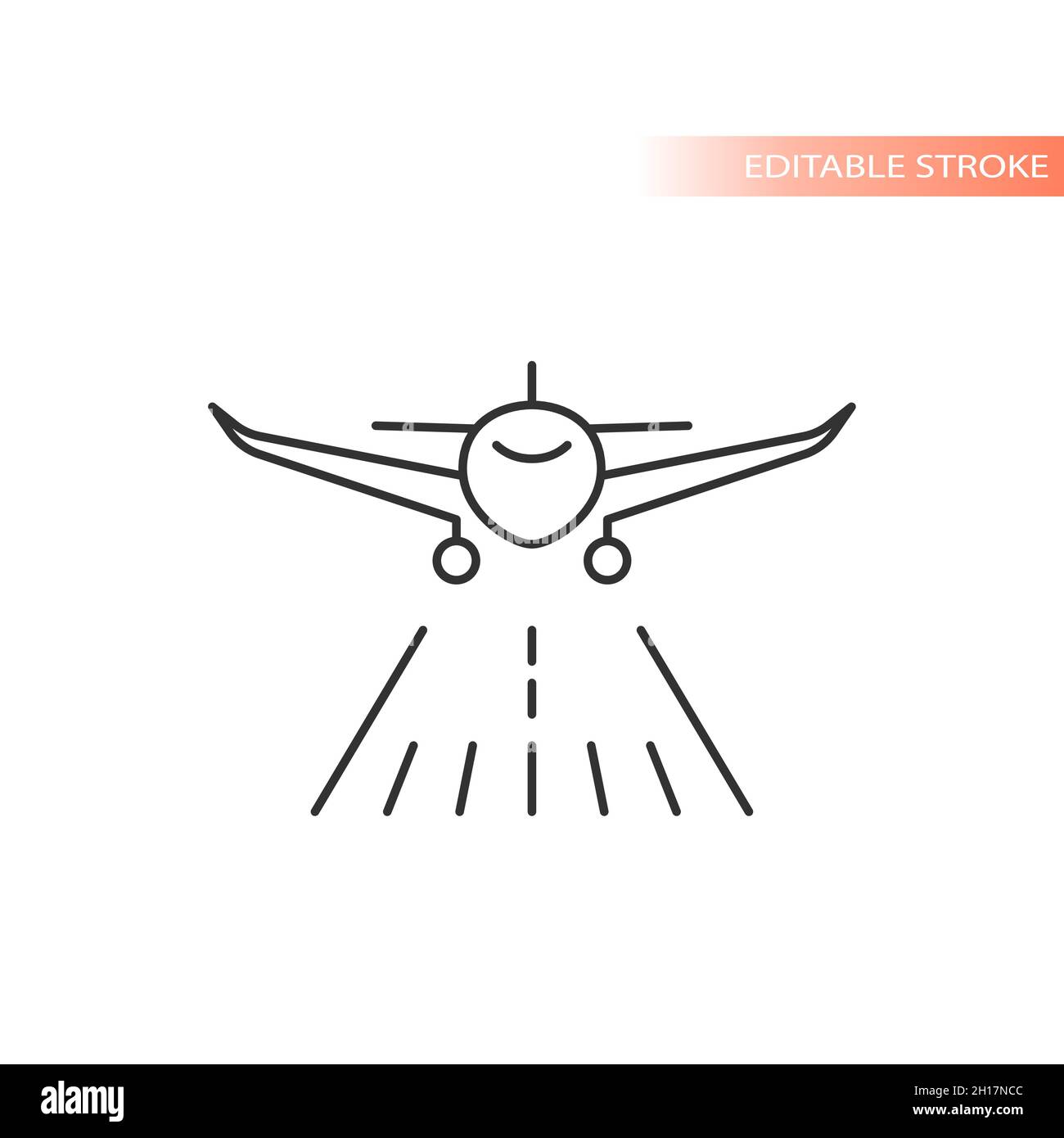 Airplane runway line vector icon. Outline, editable stroke Stock Vector ...