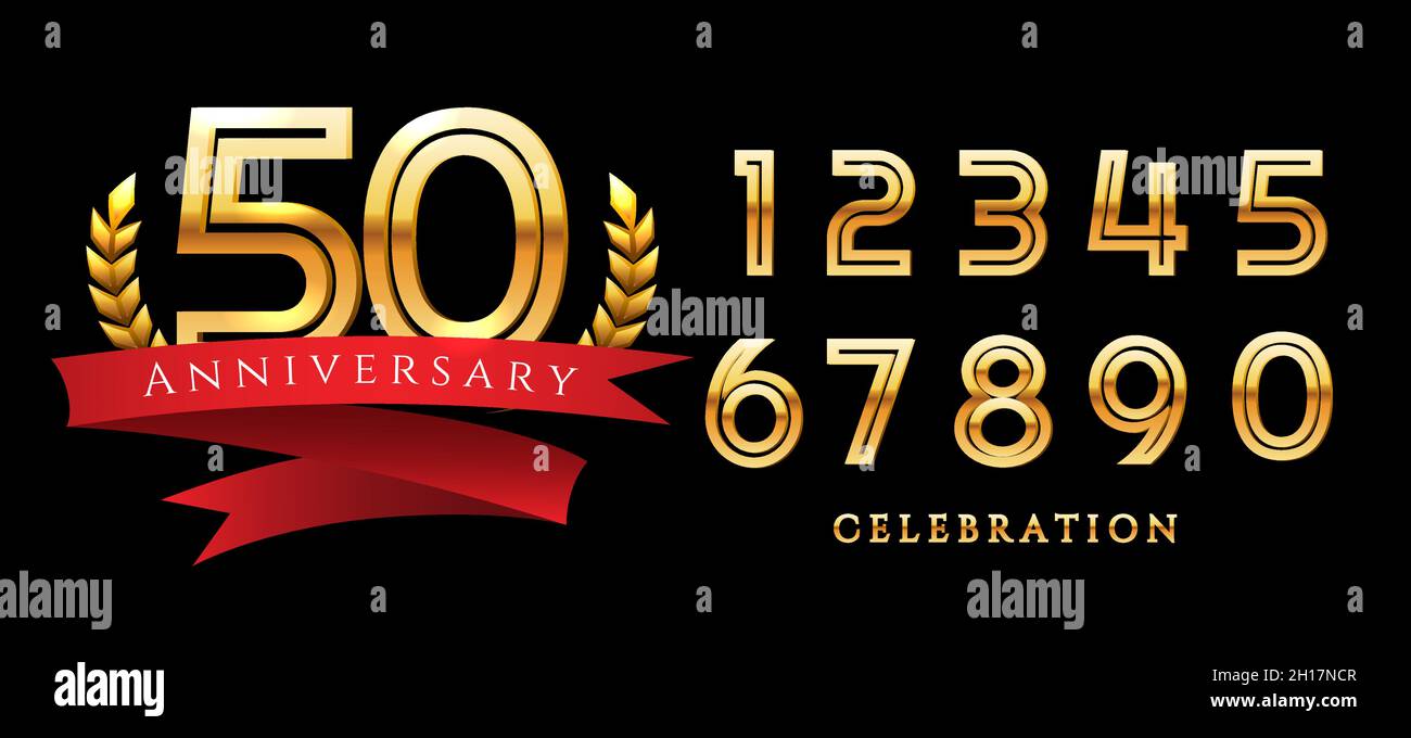 Golden ribbon numbers isolated Stock Vector Images - Alamy