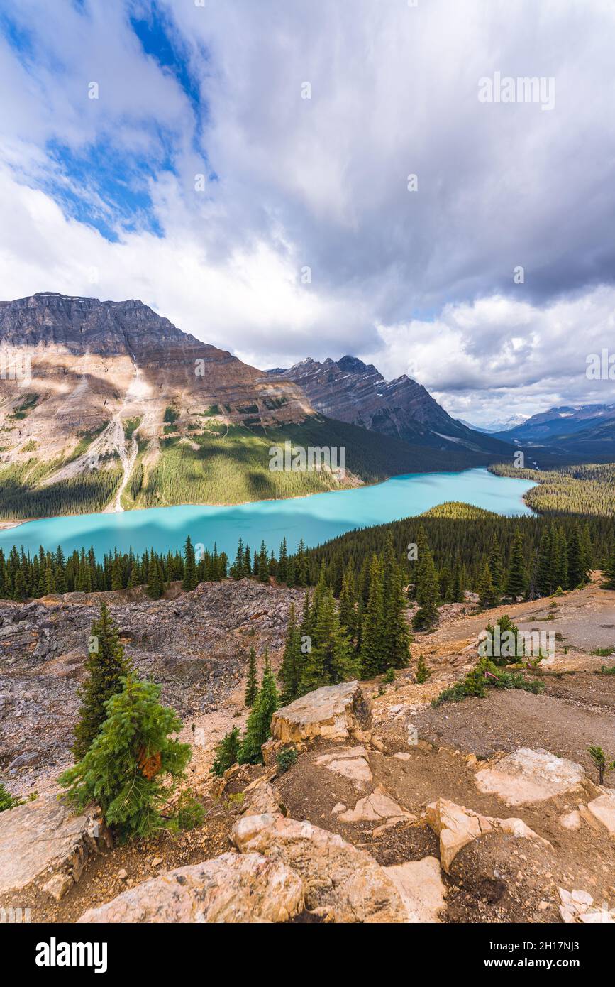 Mountain landscape with Mount Patterson at Peyto Lake - Canada, Alberta ...