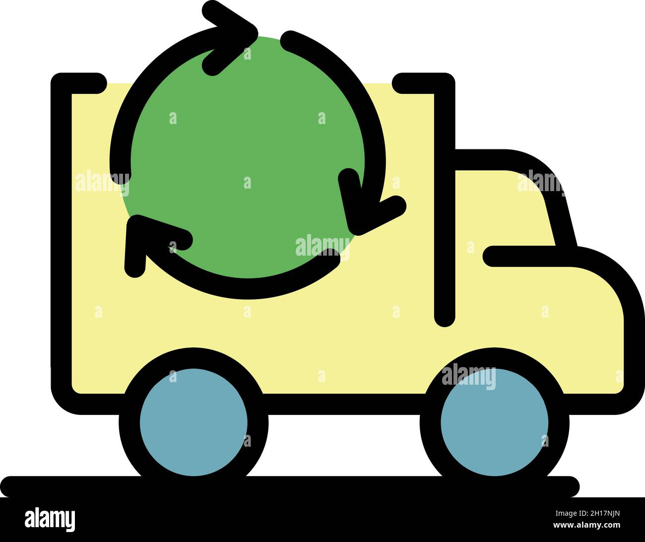 Recycling truck icon. Outline recycling truck vector icon color flat ...
