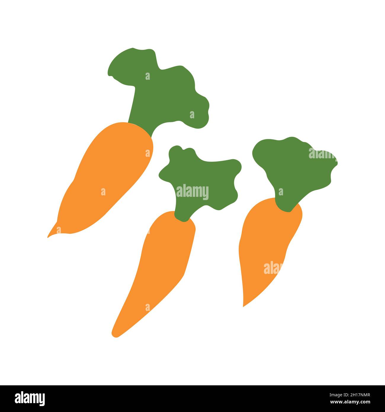 Three carrots with leaves in bright color vector drawing Stock Vector ...