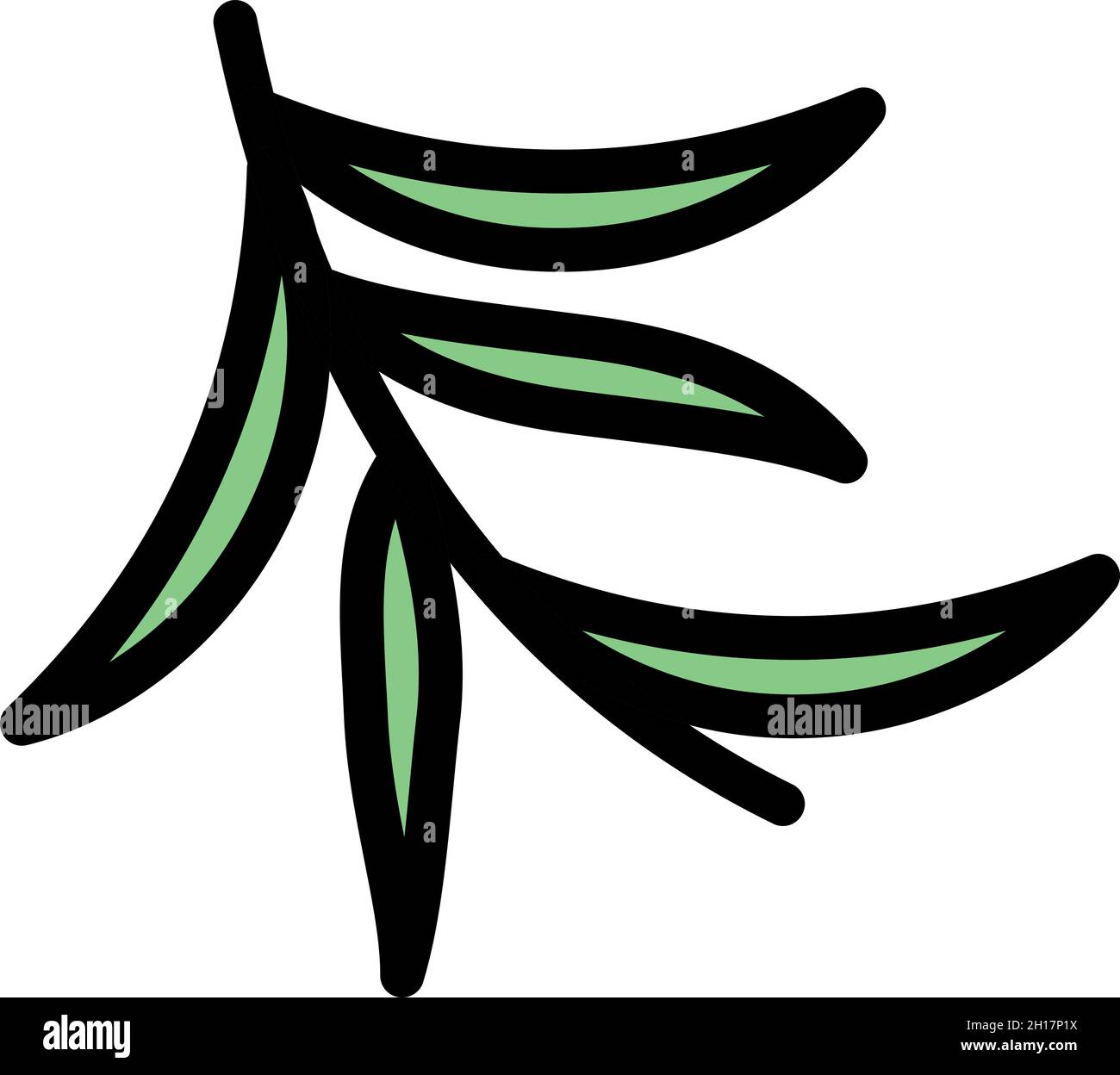 Condiment leaf icon. Outline condiment leaf vector icon color flat ...