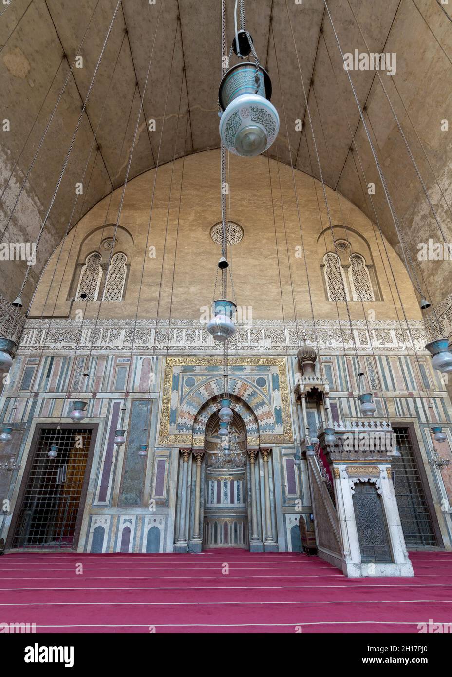 Day shot Monumental main Iwan of Mamluk era historical public Mosque ...