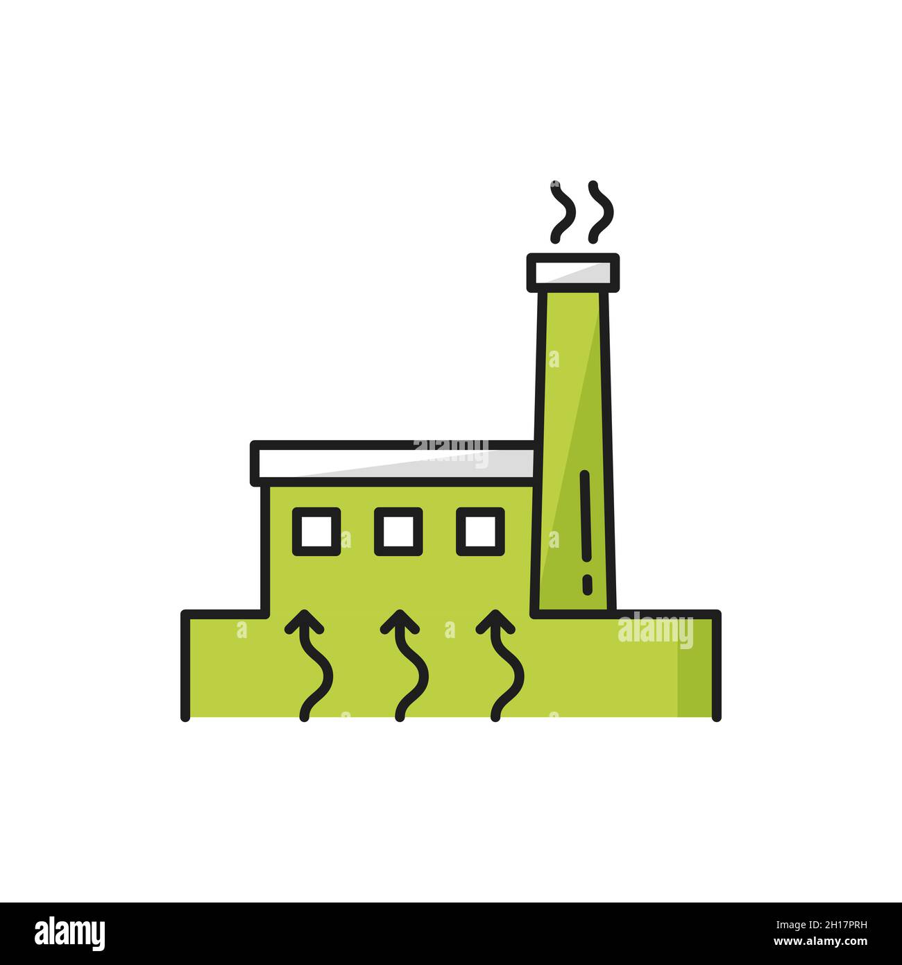 Nuclear, electrical power station isolated factory color thin line icon ...