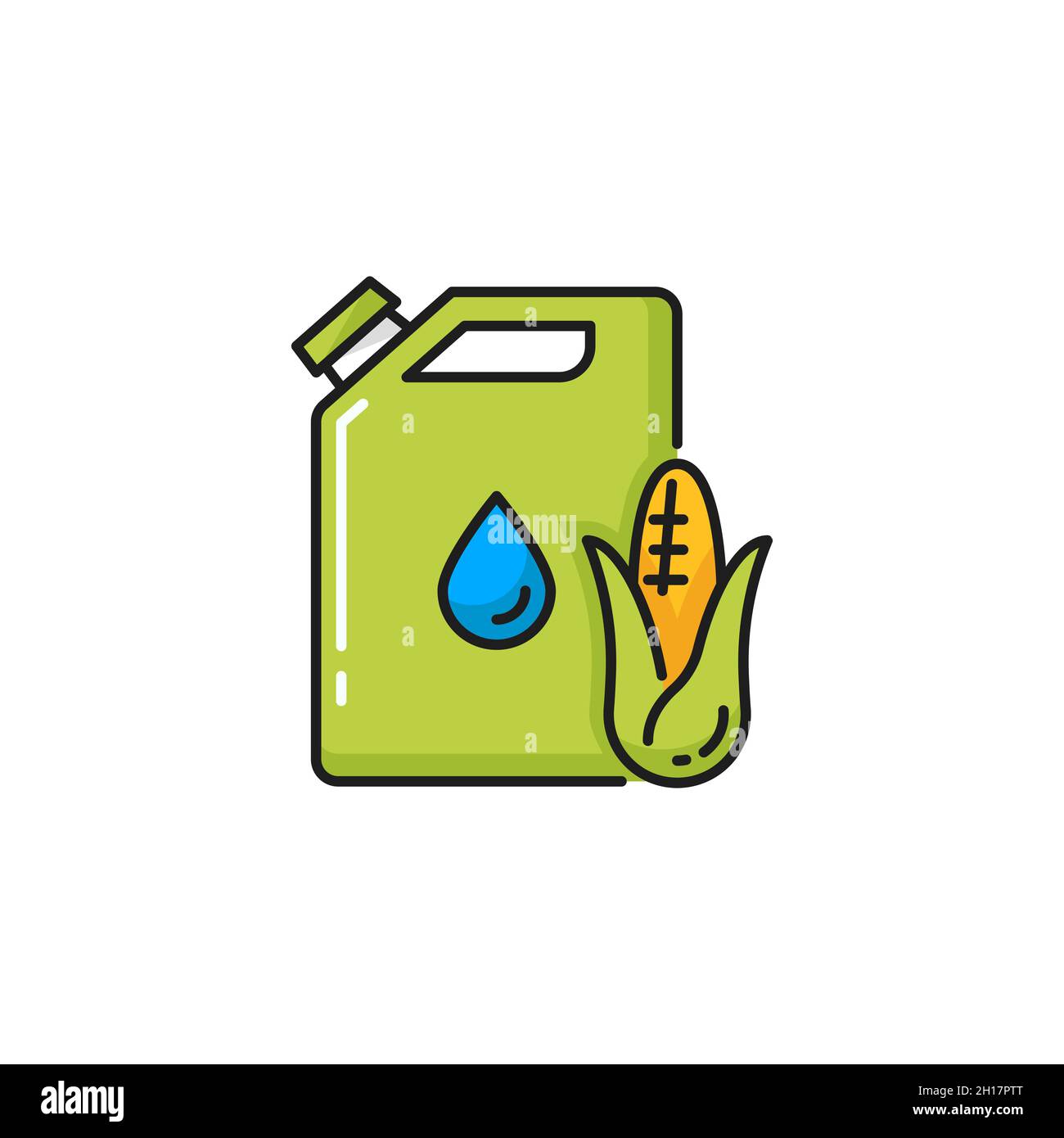 Corn biofuel canister can isolated natural fuel color line icon. Vector ...