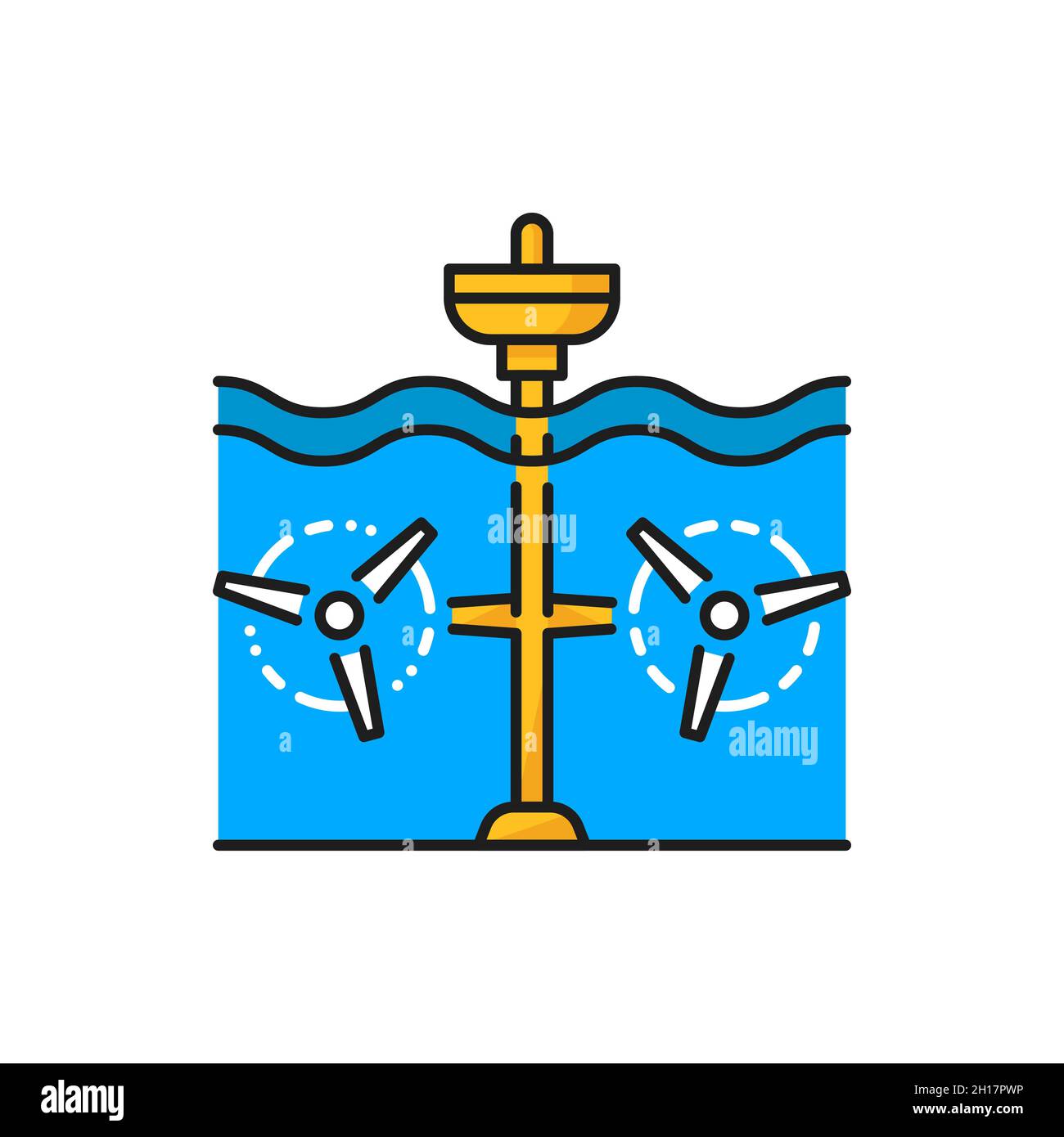 Tidal power plant with turbines, wave station isolated color line icon ... Tidal power plant with turbines, wave station isolated color line icon ...