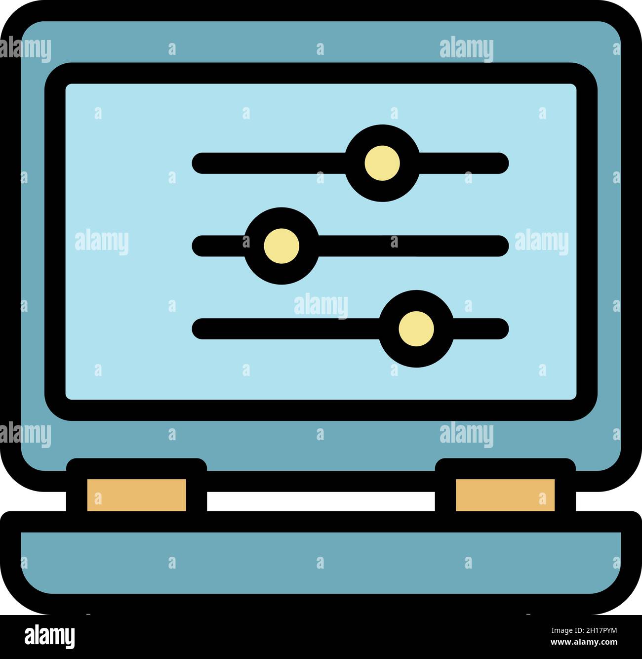 Computer creator icon. Outline computer creator vector icon color flat ...