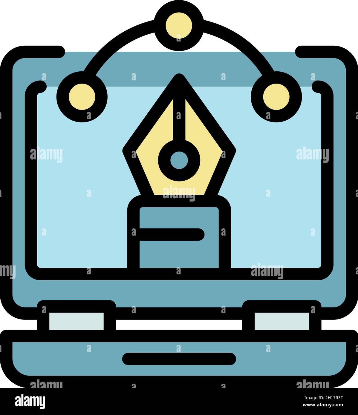 Editor laptop icon. Outline editor laptop vector icon color flat ...