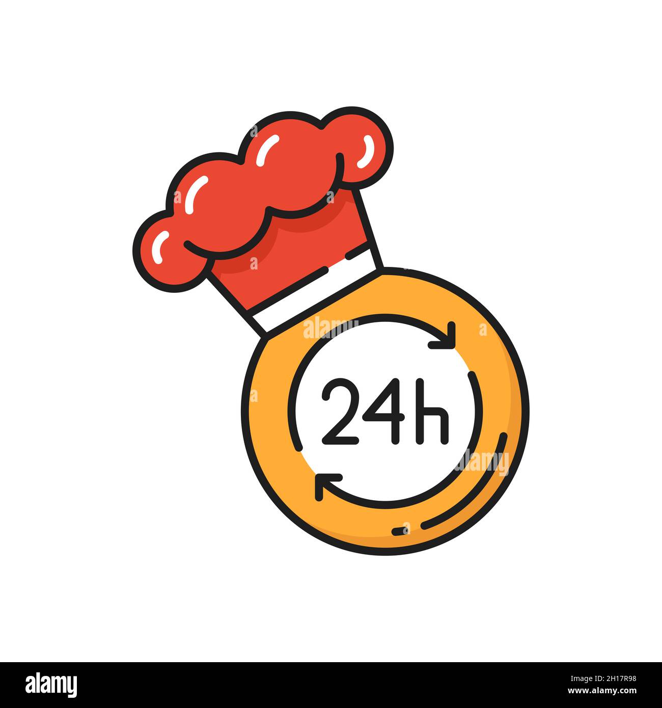Online orders on fast food delivery 24 hours isolated icon. Vector ...