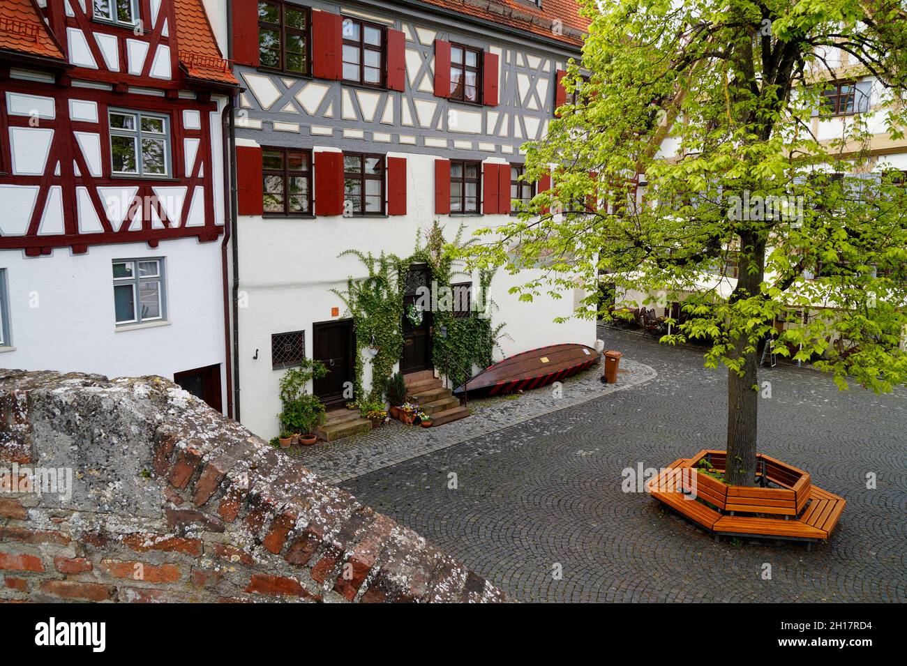 a scenic view over the roofs of the old historic Ulm City with Ulm ...