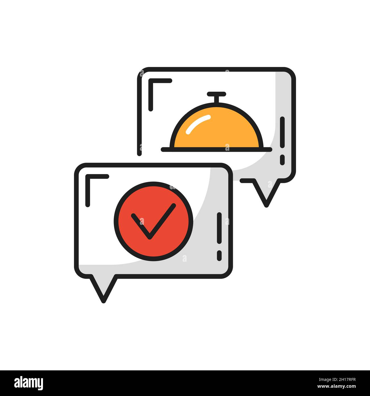 Food tray and online delivery done accepted icons. Vector accepted or ...