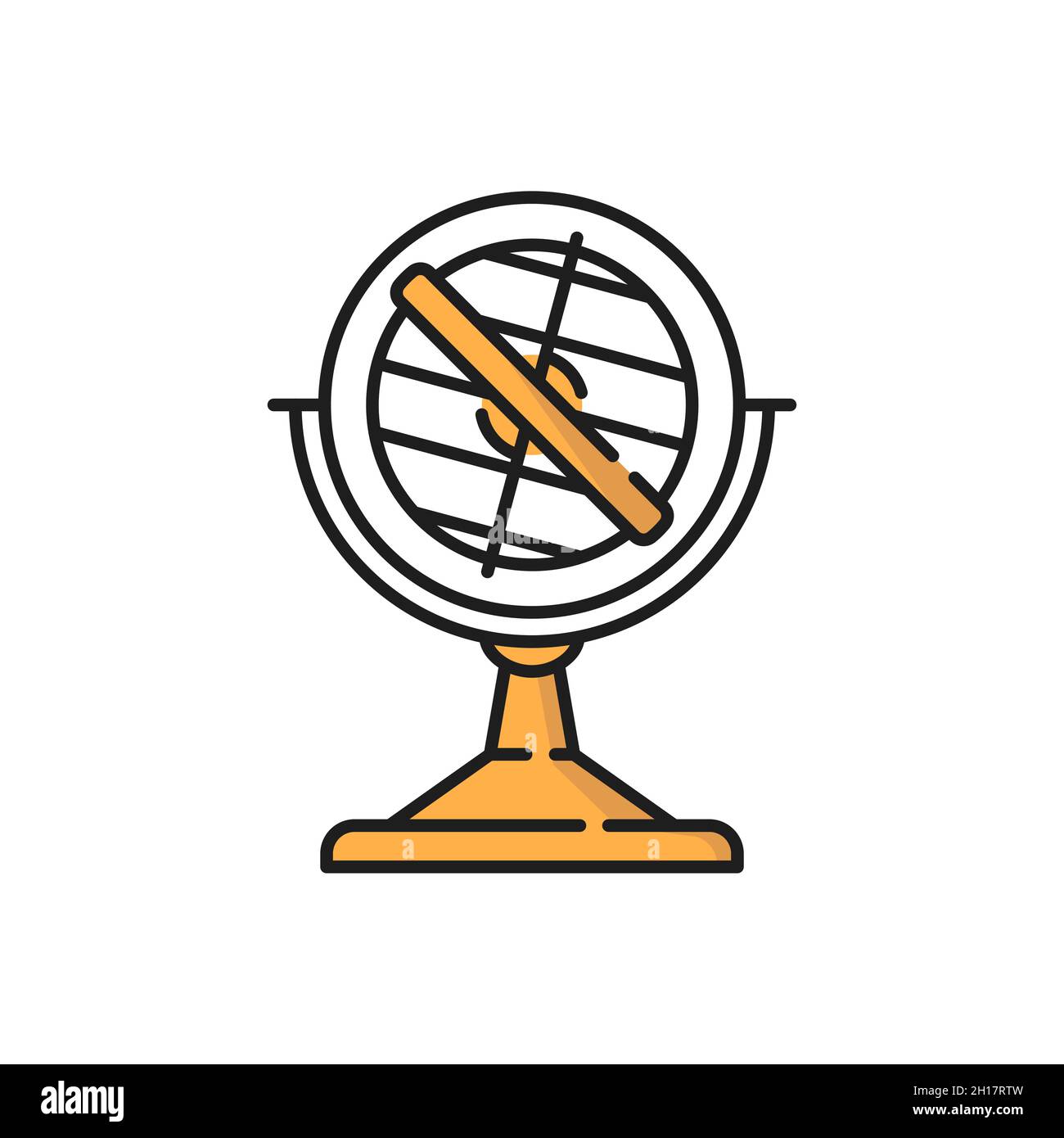 Antique compass maritime navigation equipment sign isolated flat line ...