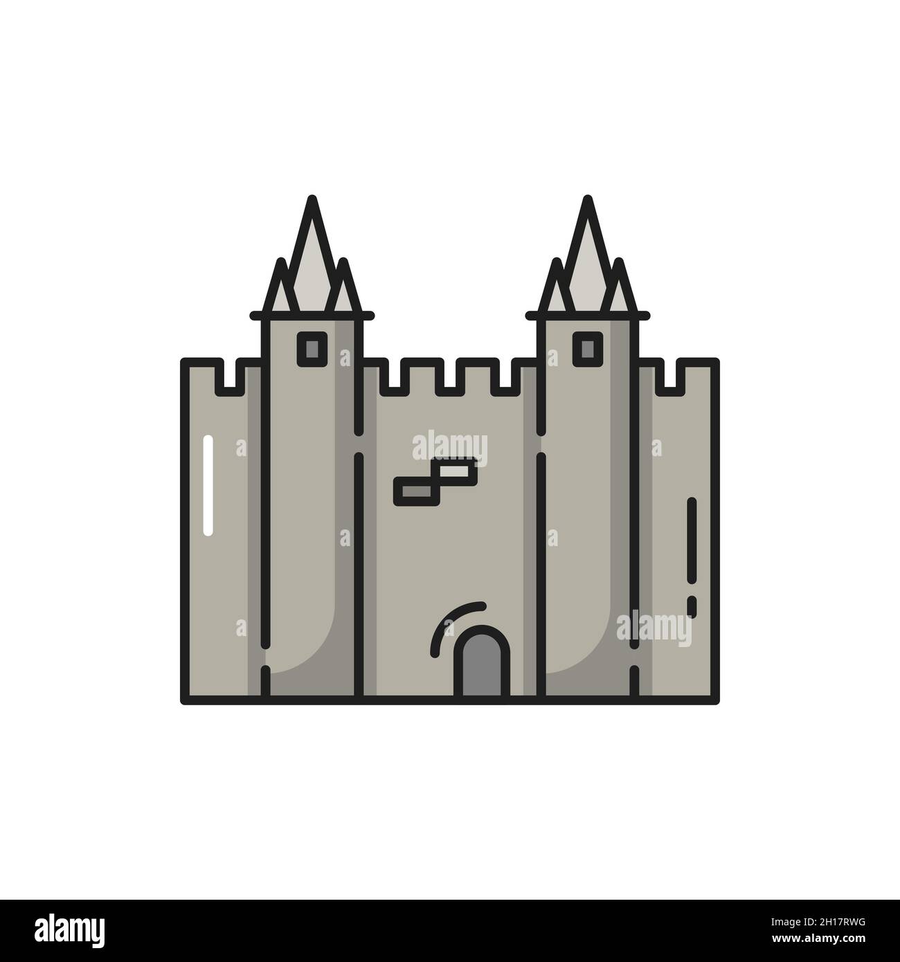 Fortress castle of Portugal isolated flat line icon. Vector medieval ...