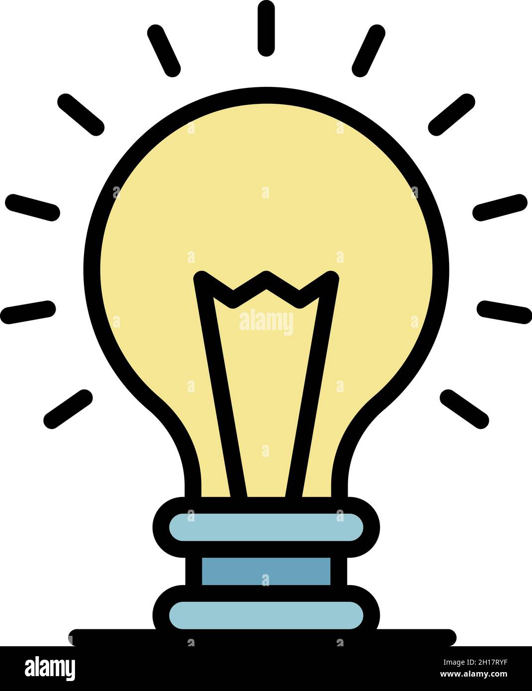 Light bulb icon. Outline light bulb vector icon color flat isolated ...