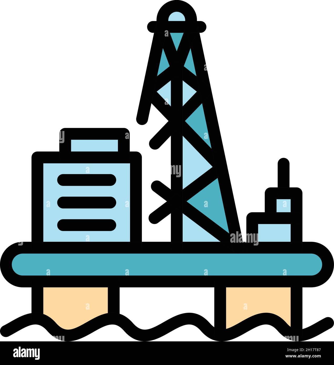 Offshore oil production icon. Outline offshore oil production vector ...