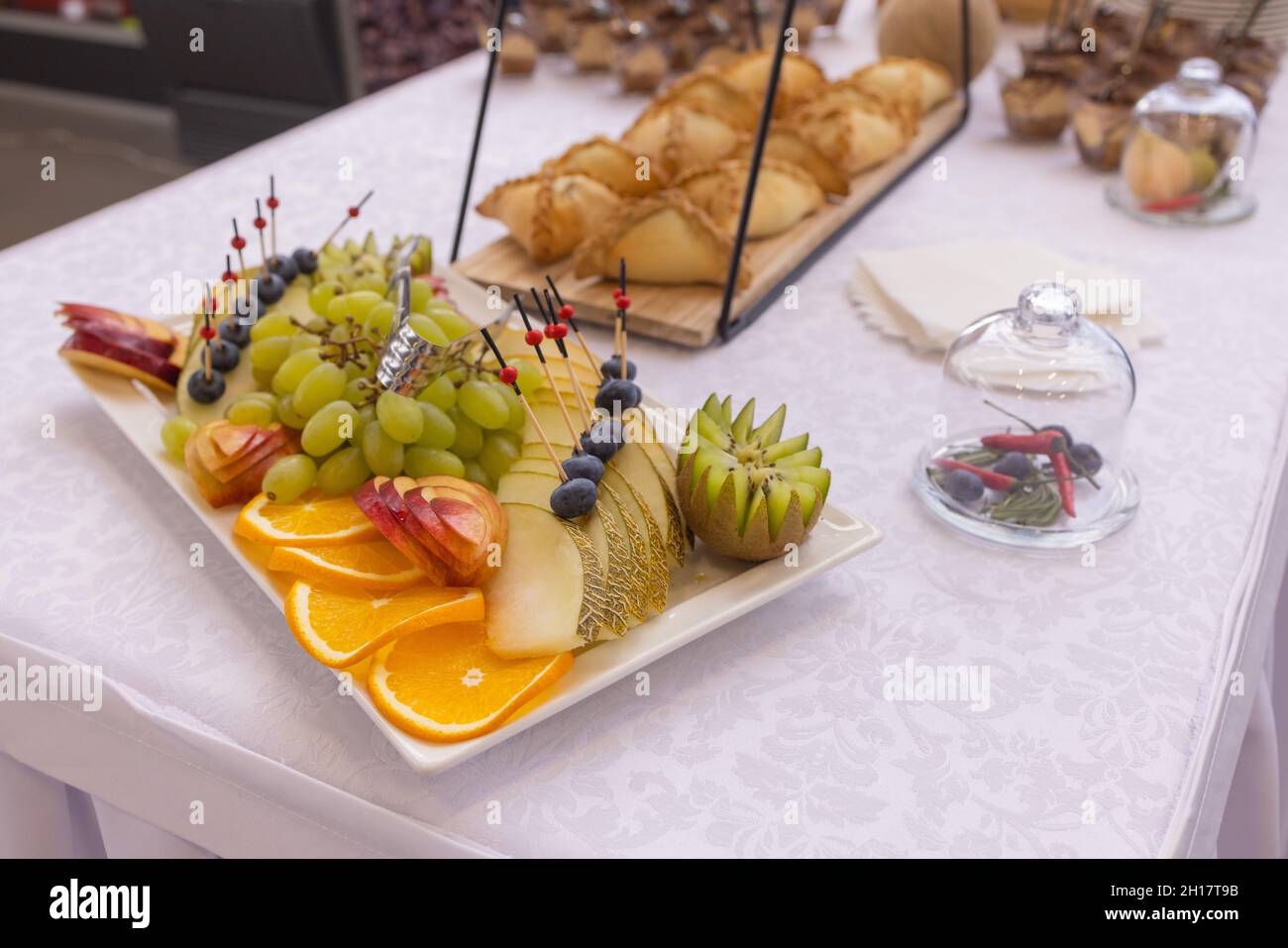 Different types of canapes on buffet table Stock Photo - Alamy