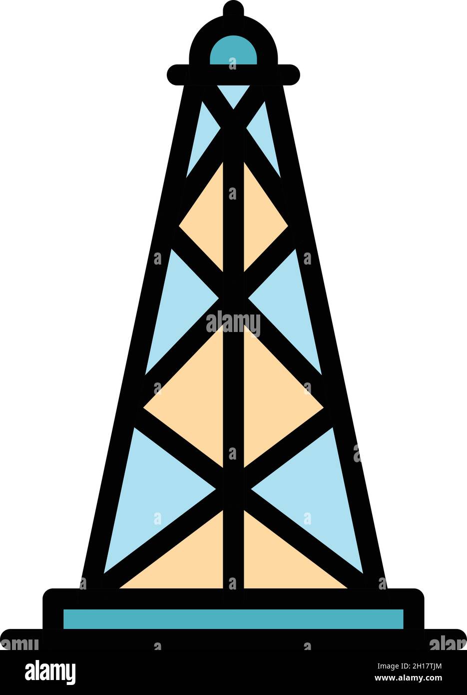 Oil derrick icon. Outline oil derrick vector icon color flat isolated ...