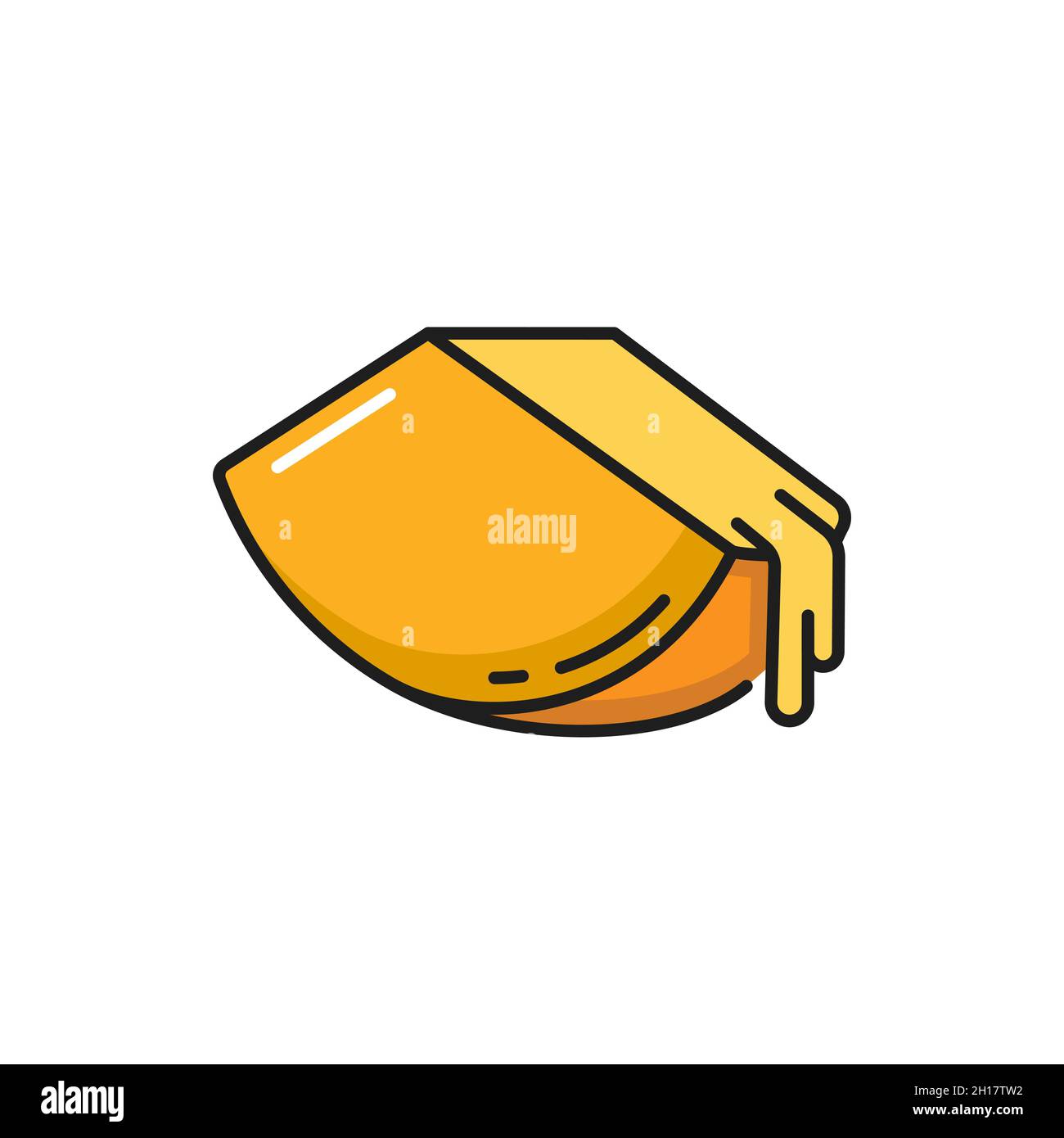 Melted cheese isolated sliced triangle and creamy cheddar flat line ...