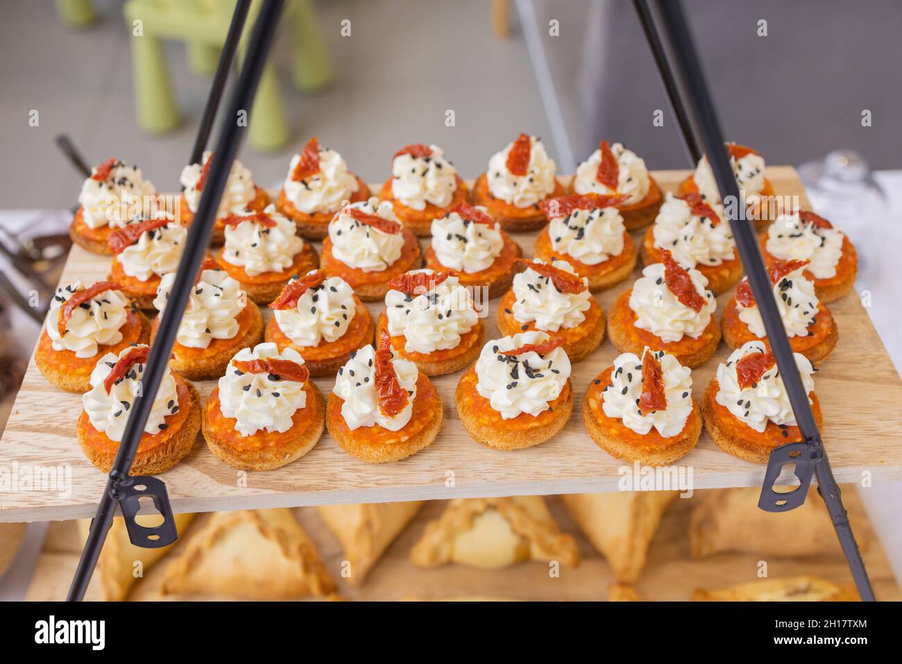 Different types of canapes on buffet table Stock Photo - Alamy