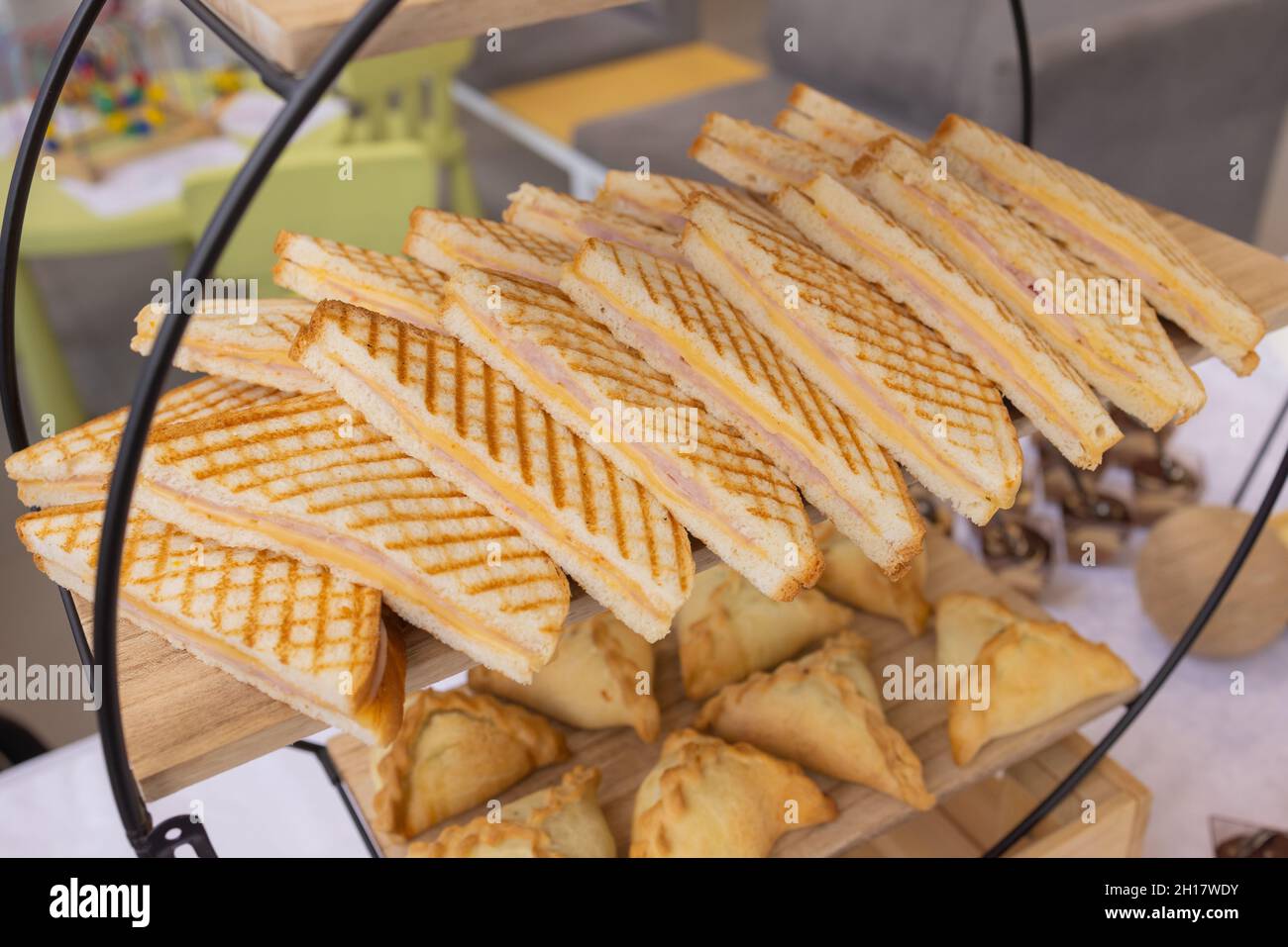 Different types of canapes on buffet table Stock Photo - Alamy