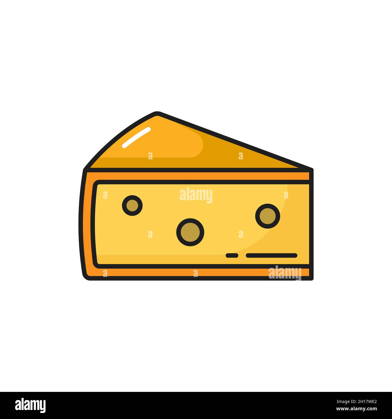 Triangle of Swiss cheese isolated dairy food flat line icon. Vector ...