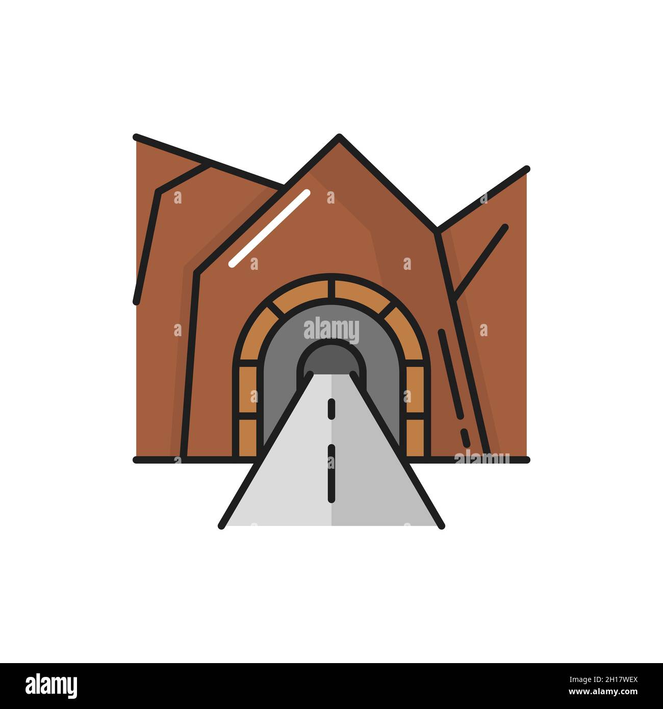 Underground tunnel in Alps Switzerland mountains isolated flat line ...