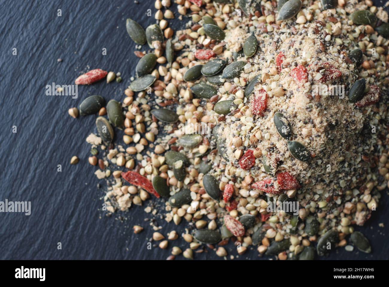 Healthy seed and fruit mix to add to breakfast or salads Stock Photo ...