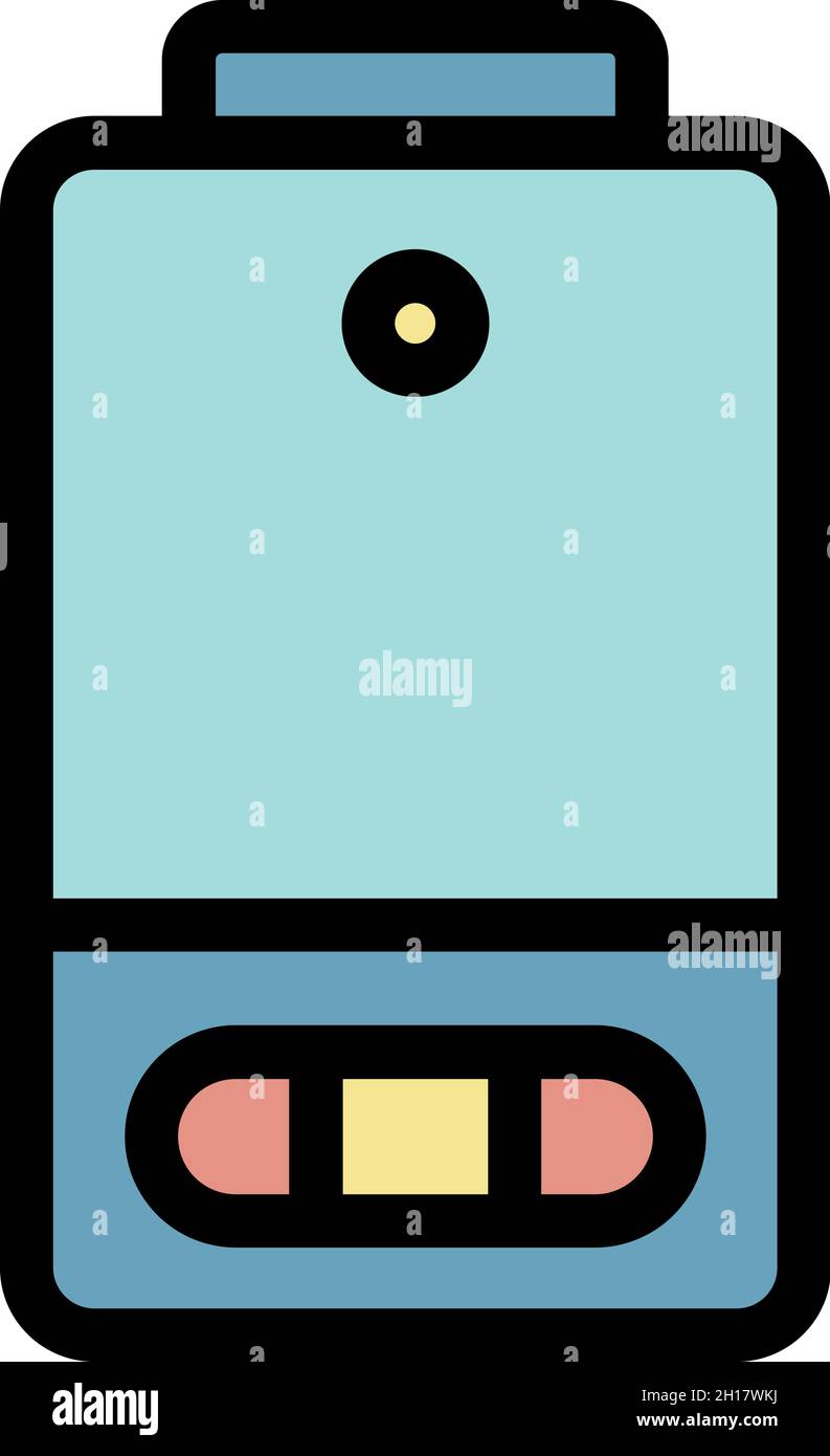 Gas water heater icon. Outline gas water heater vector icon color flat ...