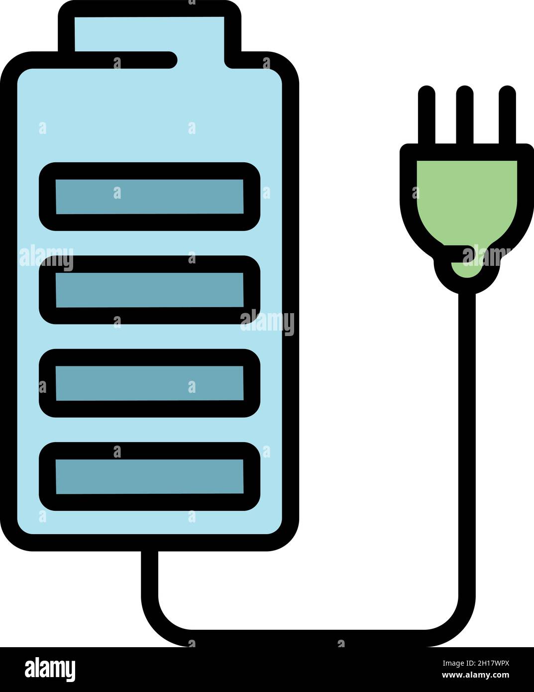 Battery icon with plug icon. Outline battery icon with plug vector icon ...