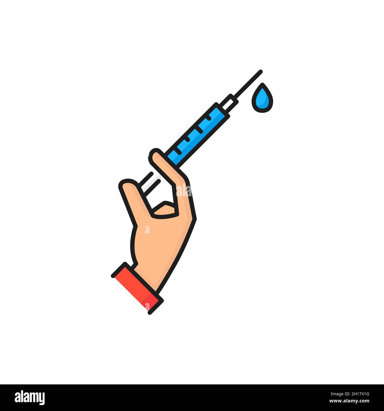Mesotherapy, syringe inject in hand isolated color line icon. Vector ...