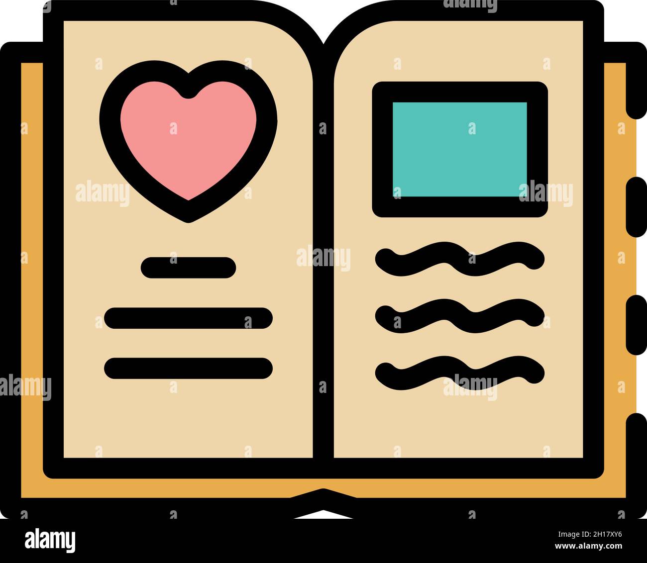 Open a children diary icon. Outline Open a children diary vector icon ...