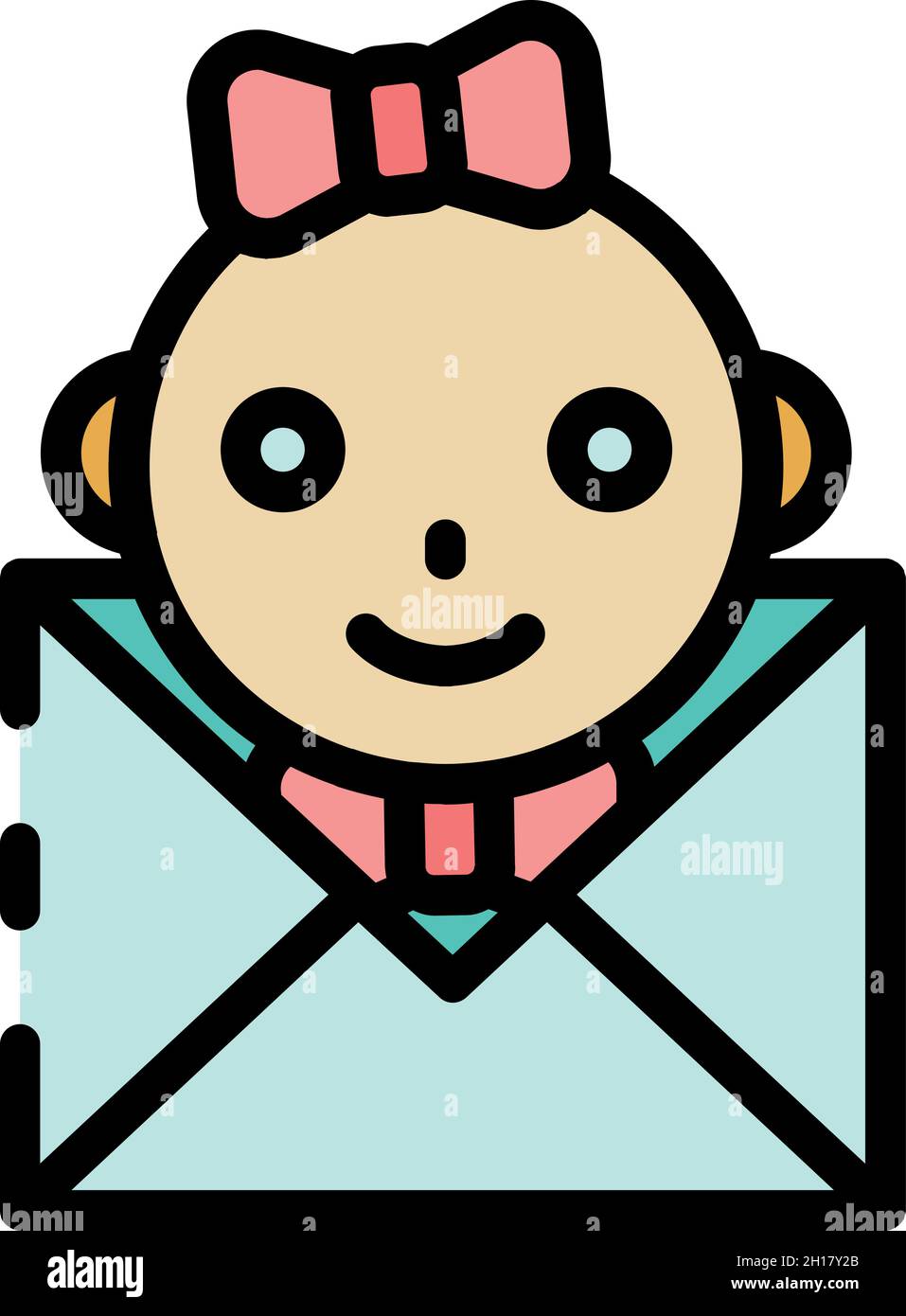 Baby in an envelope icon. Outline baby in an envelope vector icon color ...