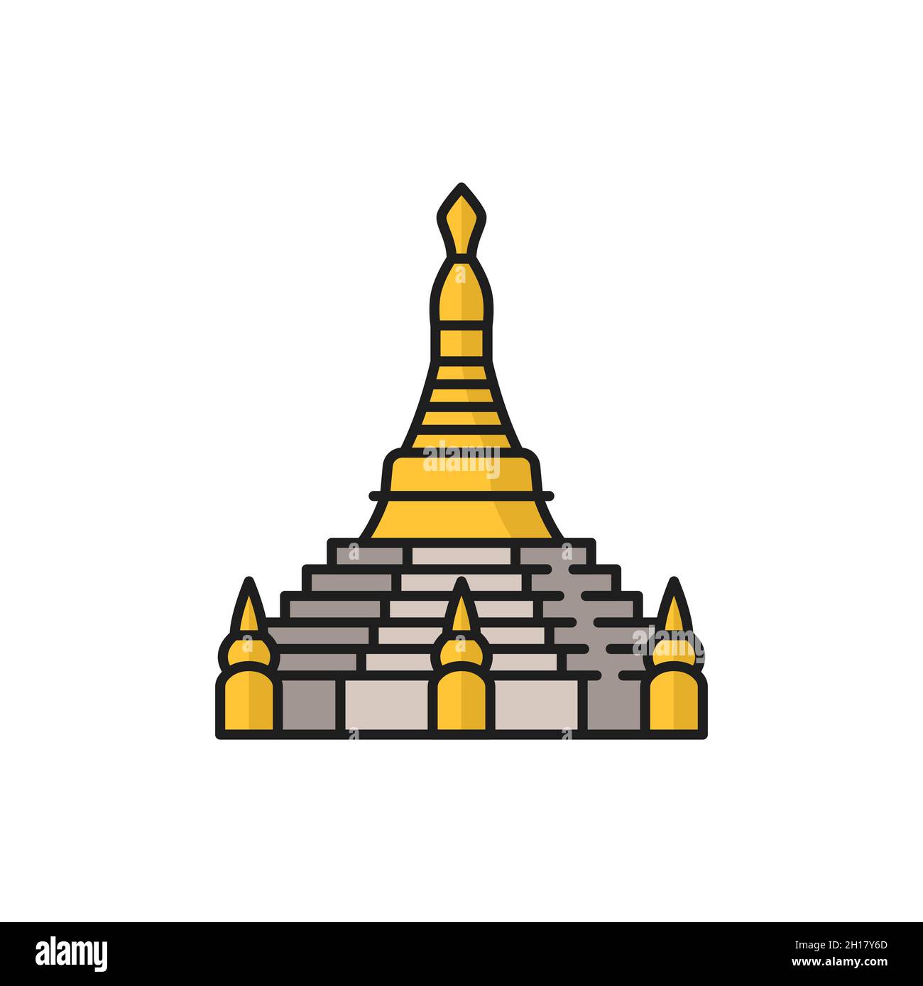 Enlightenment Stupa isolate Buddhism religion sign isolated color line ...