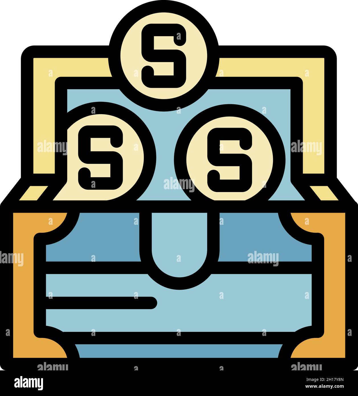 Money chest icon. Outline money chest vector icon color flat isolated ...