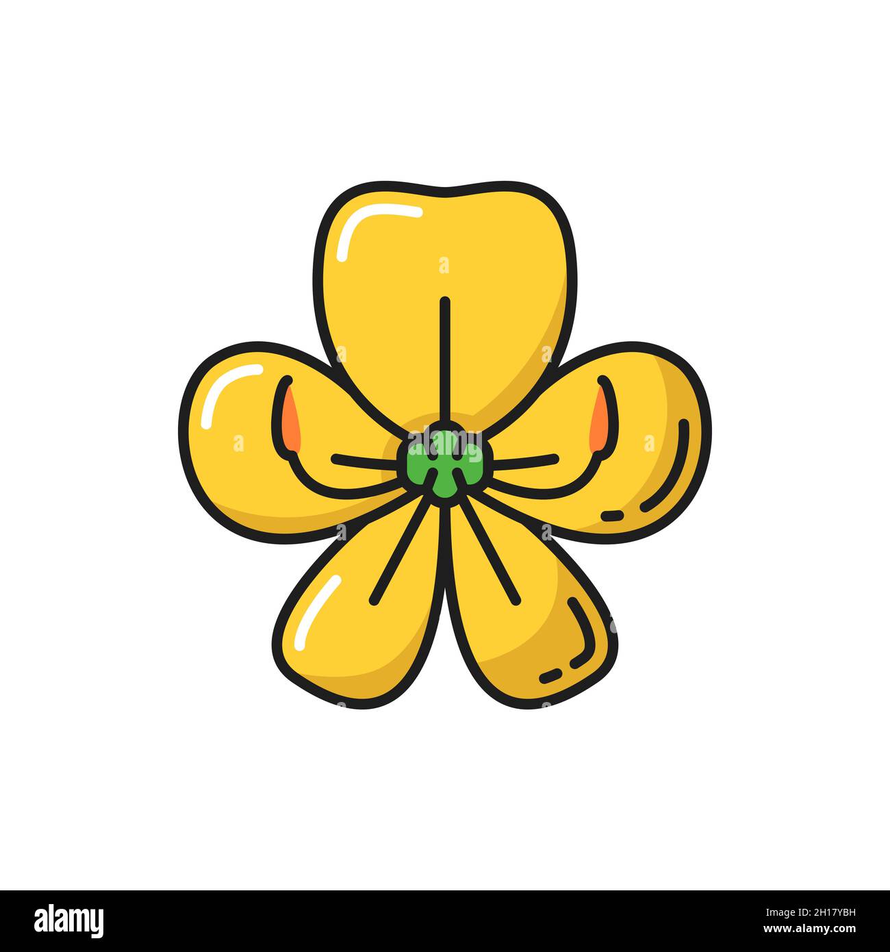 Golden shower flower Cassia Fistula isolated yellow color line icon. Vector Thai blossom, gold ...