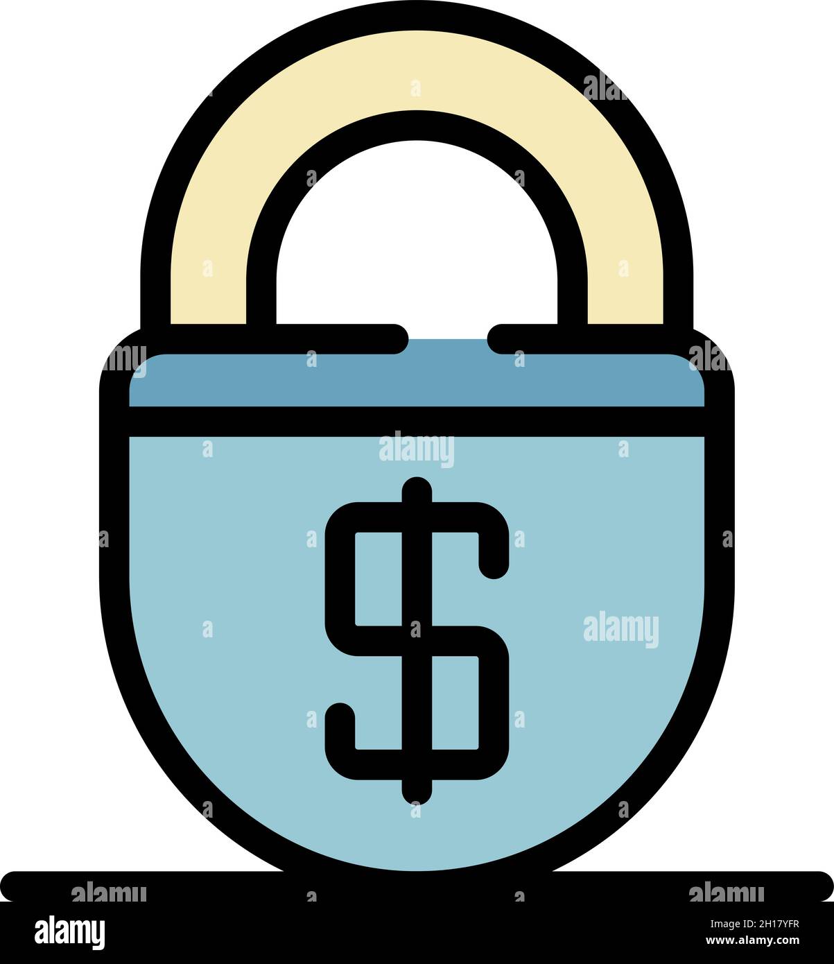 Dollar sign lock icon. Outline dollar sign lock vector icon color flat ...