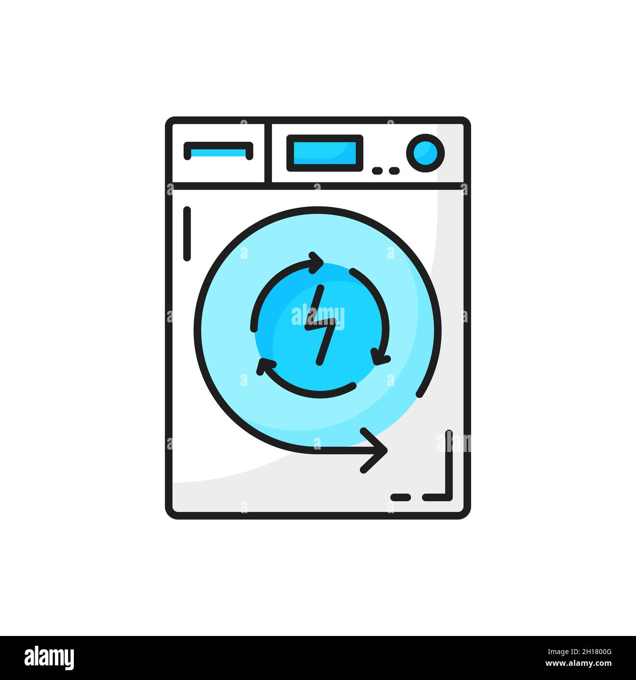 Electric washing or drying machine with extra tightening sign isolated ...