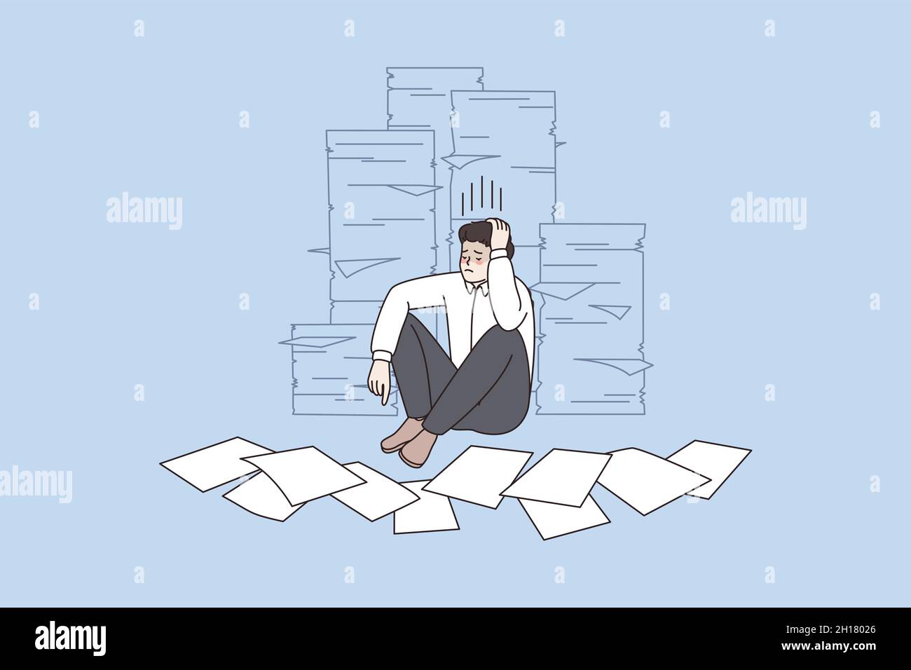 Overwhelmed worry Stock Vector Images - Alamy