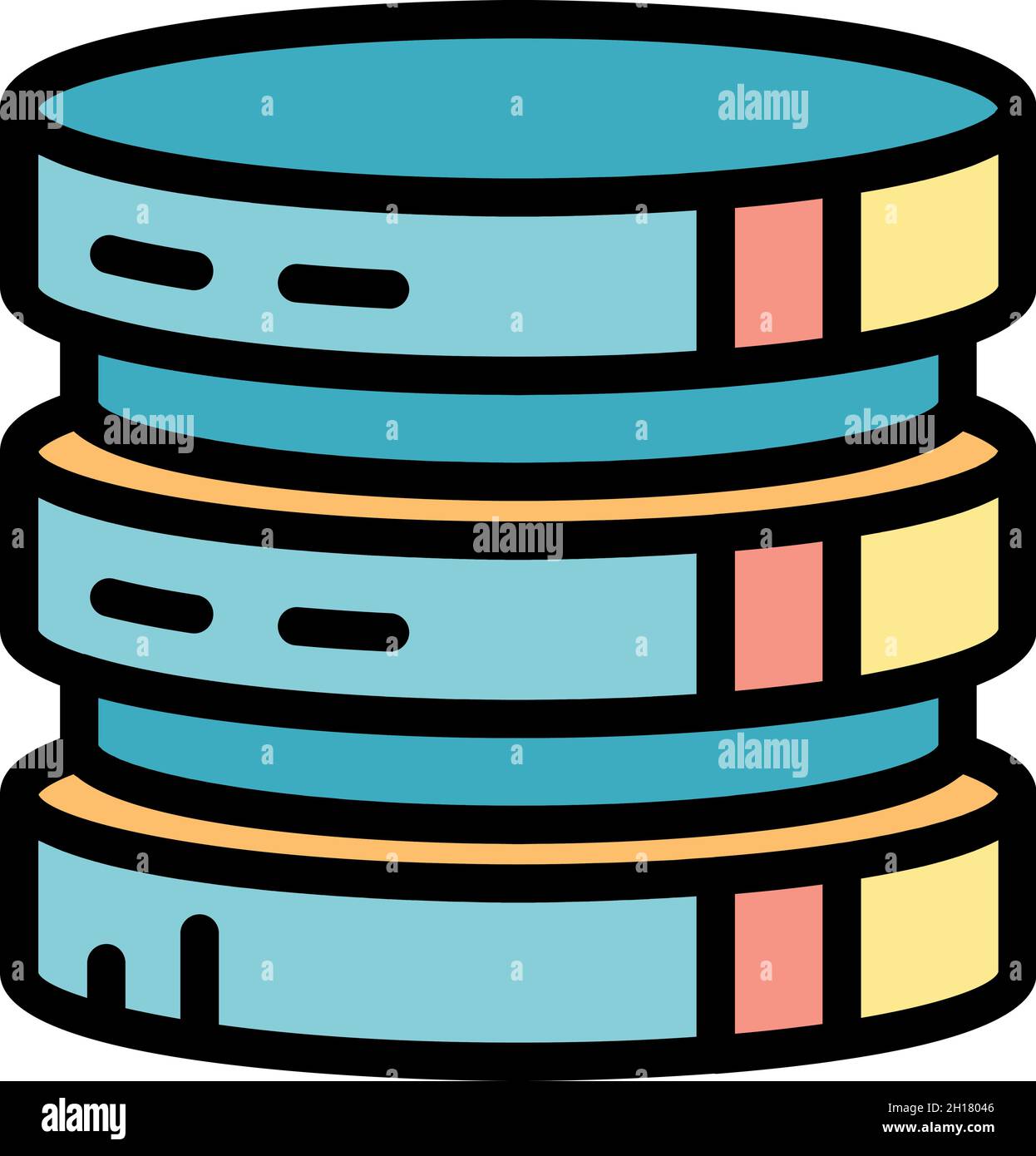 Round server tower icon. Outline round server tower vector icon color ...