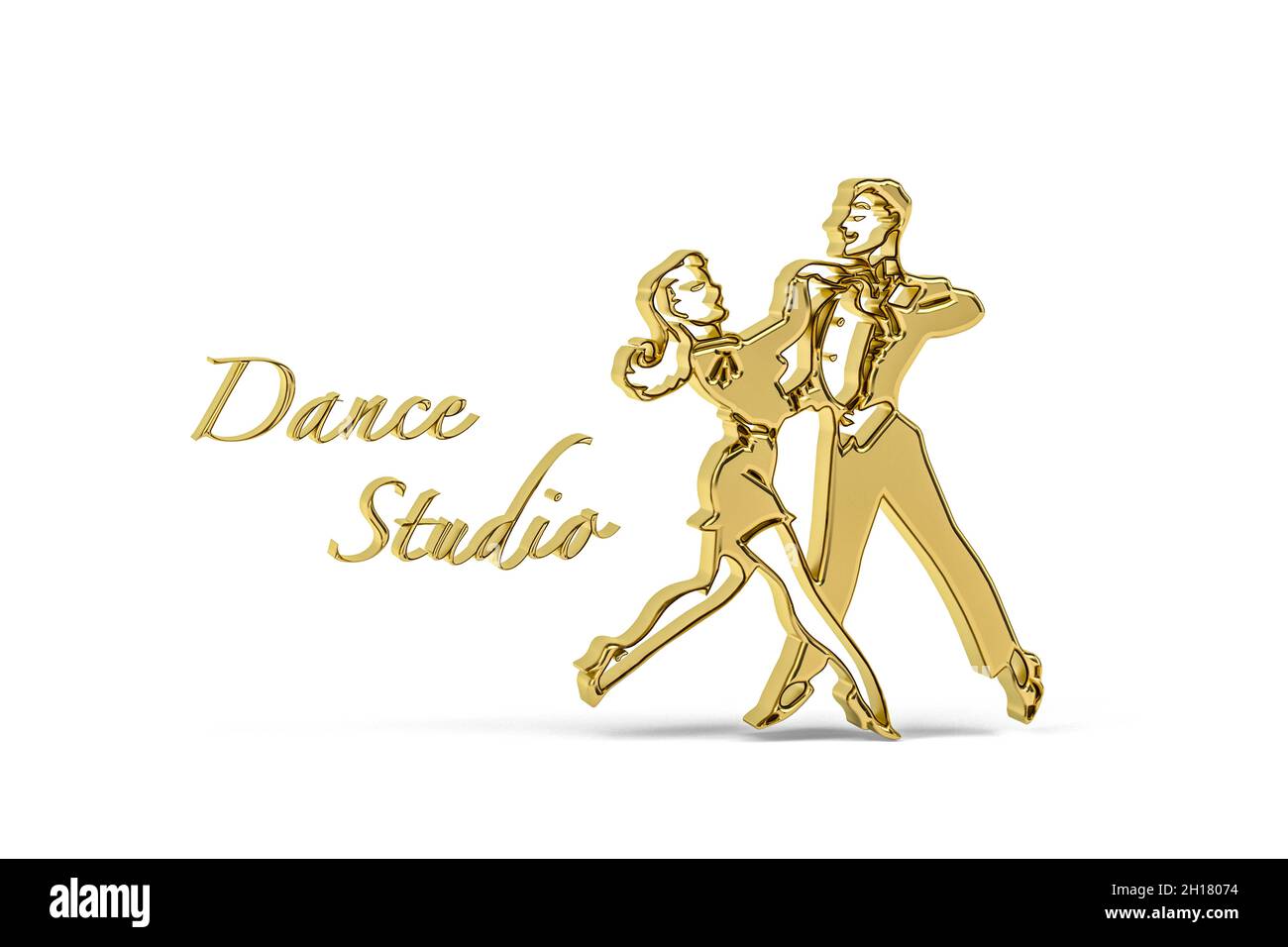 Golden 3d dance icon isolated on white background - 3d render Stock ...