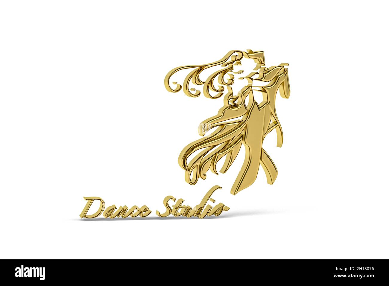 Golden 3d dance icon isolated on white background - 3d render Stock ...