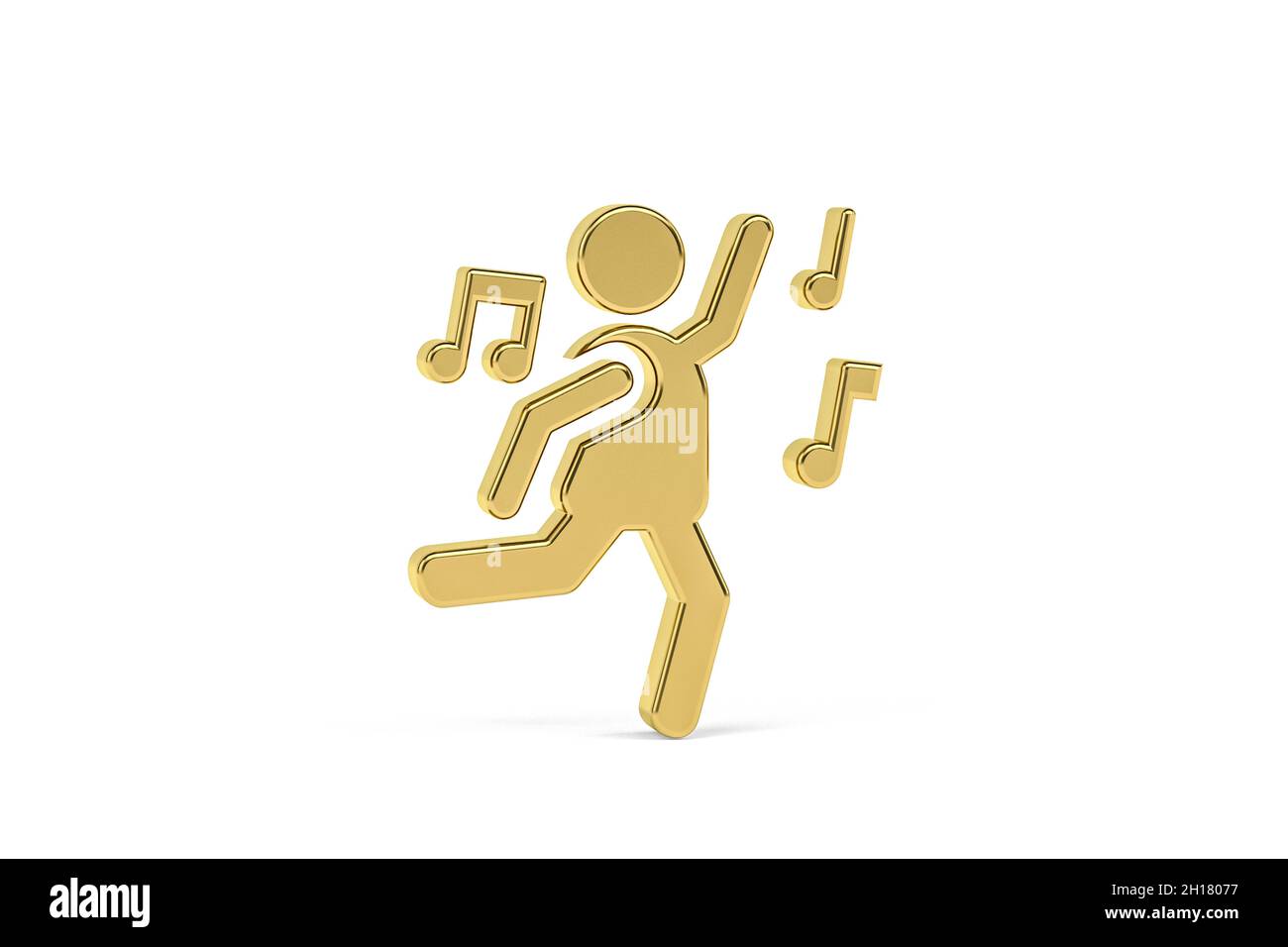Golden 3d dance icon isolated on white background - 3d render Stock ...