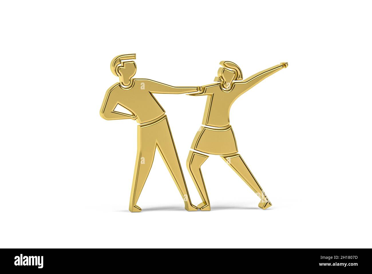 Golden 3d dance icon isolated on white background - 3d render Stock ...