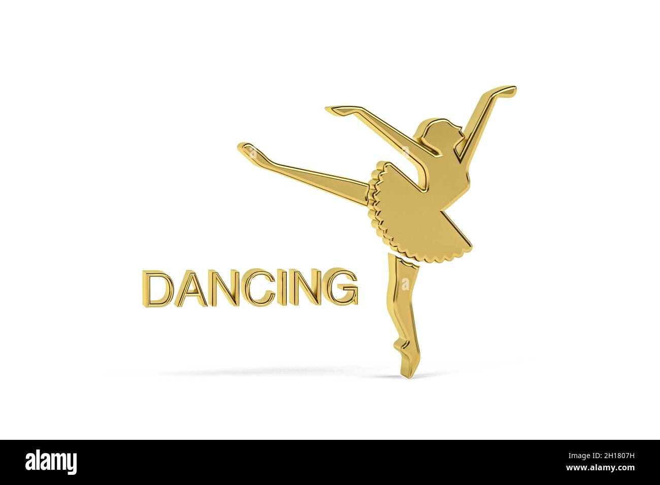 Golden 3d dance icon isolated on white background - 3d render Stock ...