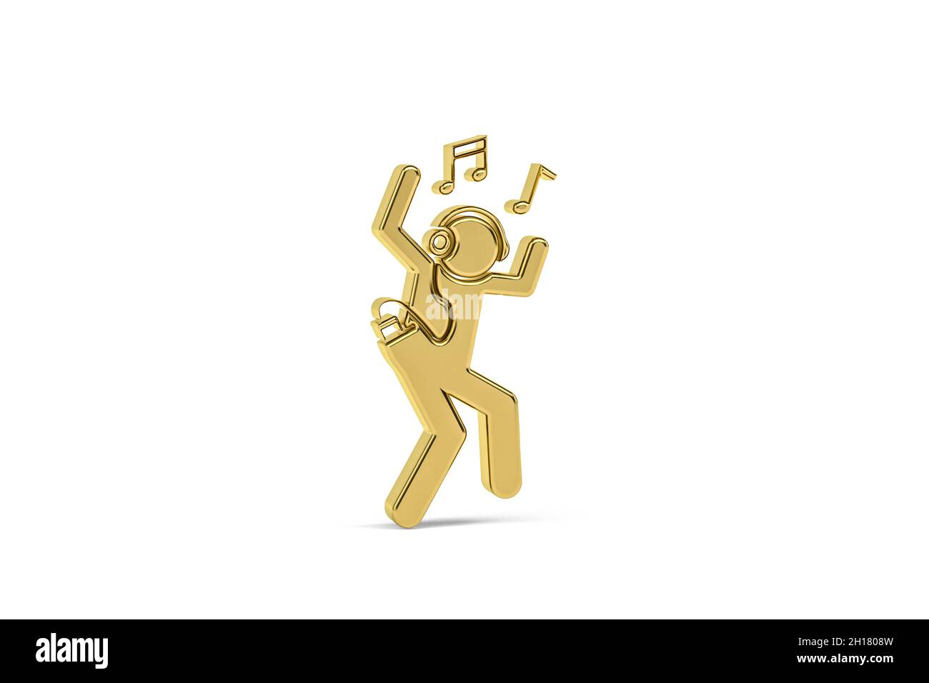 Golden 3d dance icon isolated on white background - 3d render Stock ...
