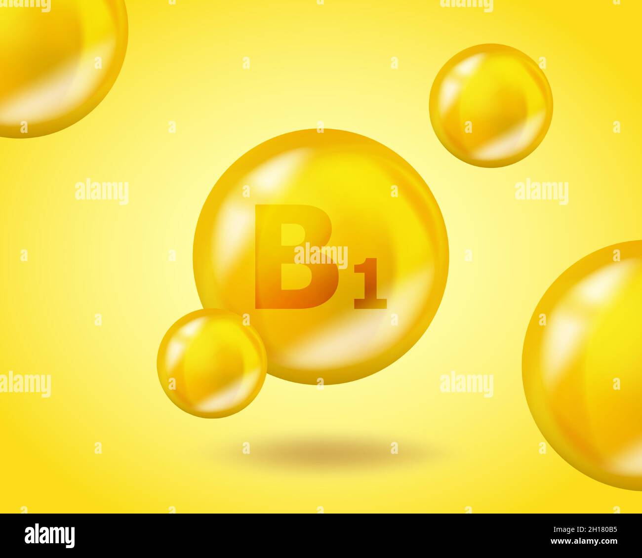 3D Vitamin drop B1 Thiamine pill capsule. Realistic B1 Thiamine Vitamin ...