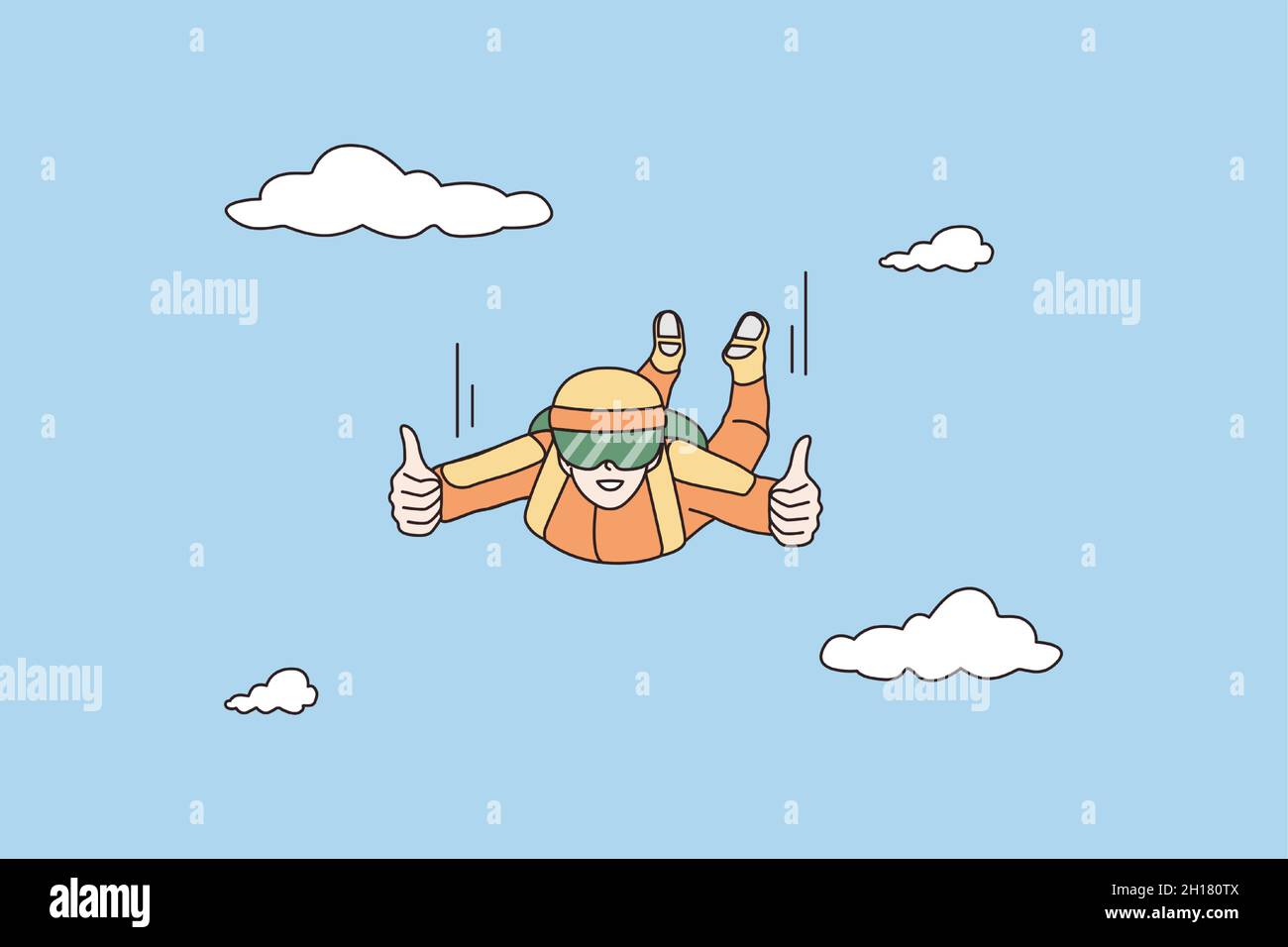 Happy parachutist flying in skies enjoy active sport lifestyle. Smiling ...